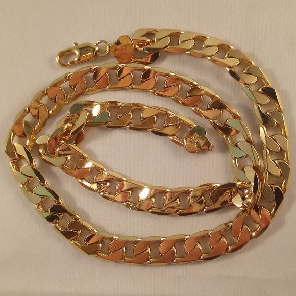 Accessories | Mens 18k Yellow Gold Filled Cuban Curb Chain Necklace 2 ...